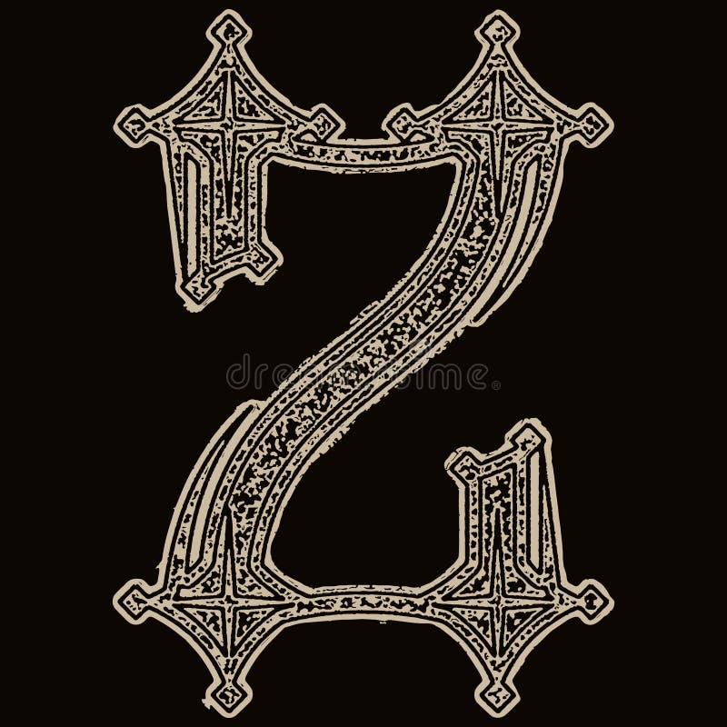 Neo-gothic Decorative Letter.Vector Medieval Font. Stock Illustration ...