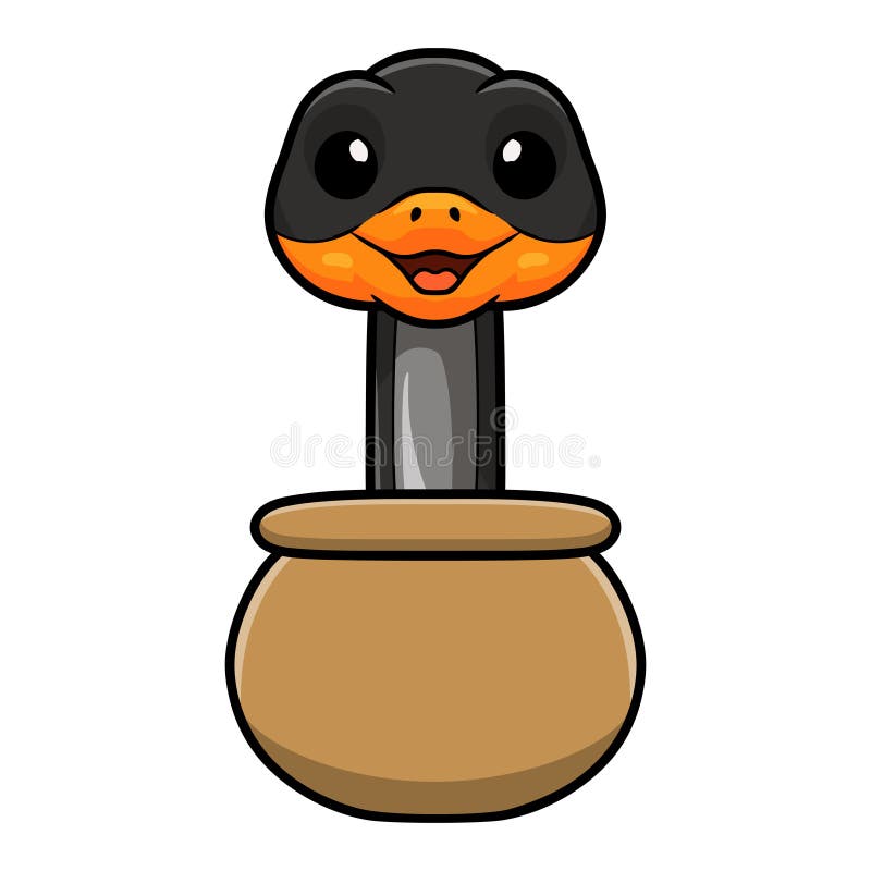 Cute Black Copper Rat Snake Cartoon Inside Pot Stock Vector ...