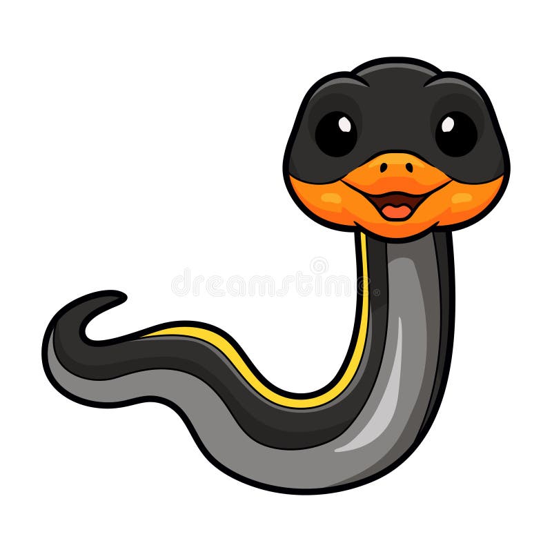 Cute Black Copper Rat Snake Cartoon Stock Vector - Illustration of icon ...