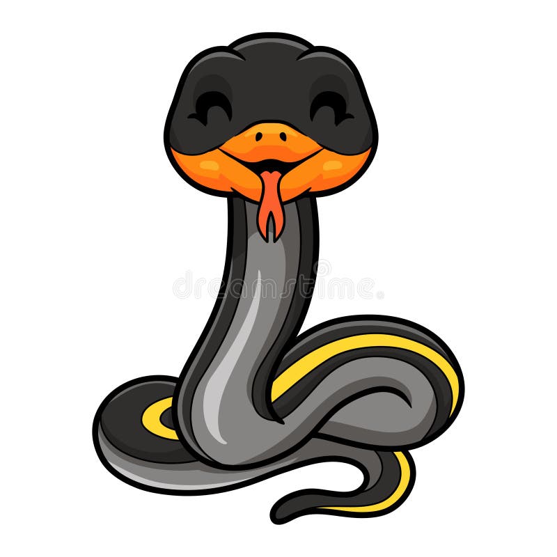 Cute Black Copper Rat Snake Cartoon Stock Vector - Illustration of ...