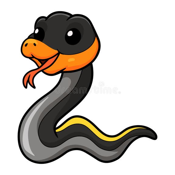 Cute Black Copper Rat Snake Cartoon Stock Vector - Illustration of ...
