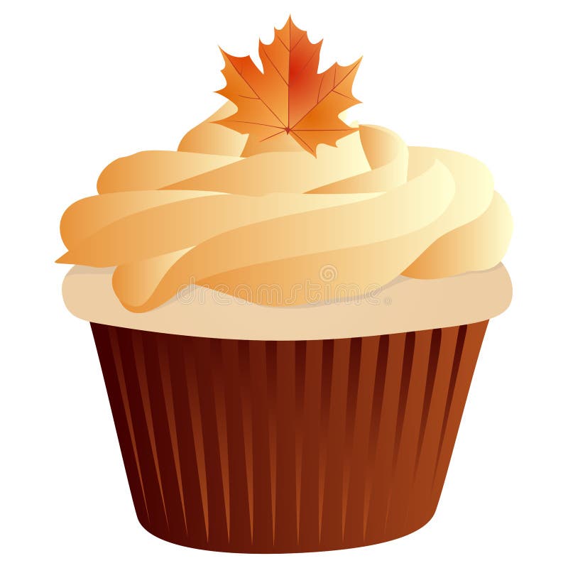 A Fall Cupcake with Leaf Detail Stock Vector - Illustration of foliage ...