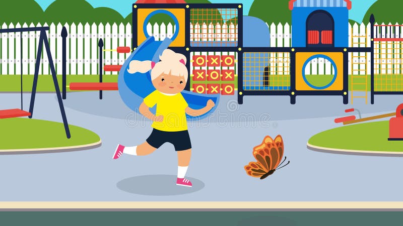 Boy Chasing a Butterfly in the Playground Stock Vector - Illustration ...