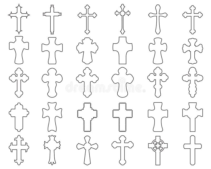 Black Illustrations of Different Crosses Stock Illustration ...
