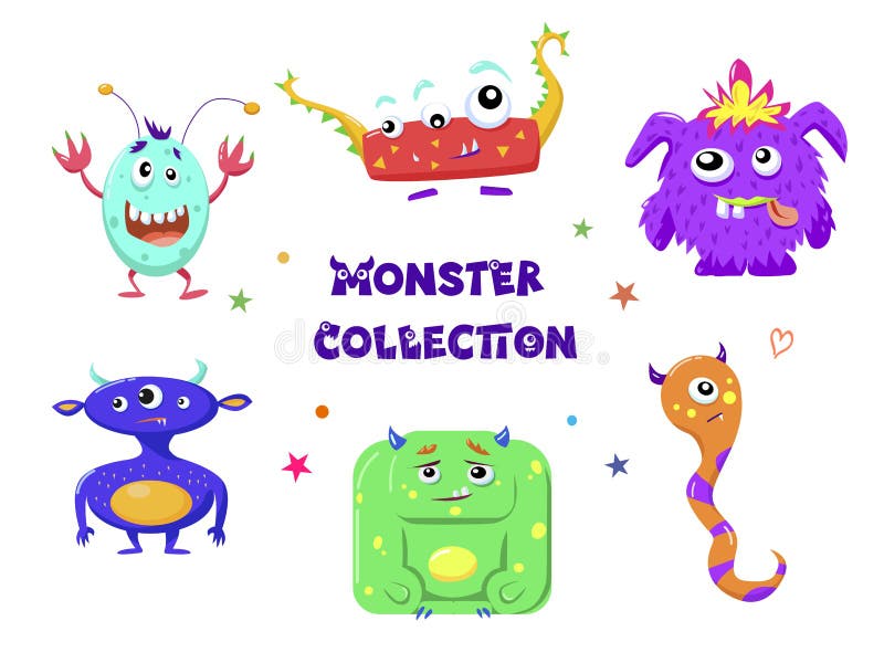 Vector Graphics. Collection of Monster Characters Stock Vector ...