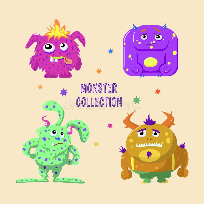 Vector Graphics. Collection of Monster Characters Stock Vector ...