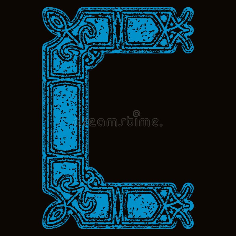Decorative Ancient Uppercase Letter in Grunge Style.Vector Art Font ...