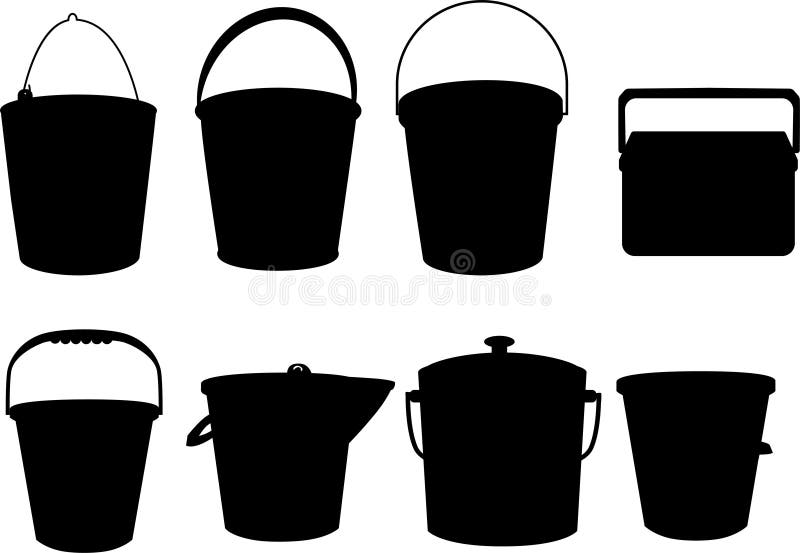 Bucket Set Silhouette, Bucket Set Silhouette Set, Stock Vector ...