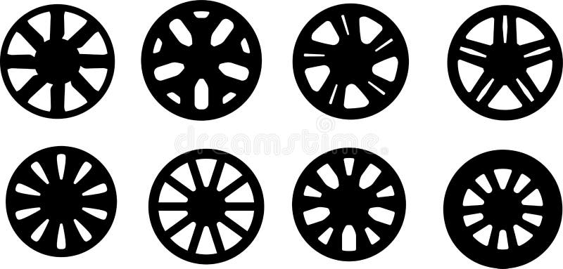 Car Wheel Set Silhouette, Car Wheel Set Silhouette Set, Stock Vector ...