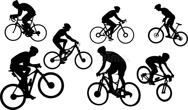 Cycle Biker Set Silhouette, Cycle Biker Set Silhouette Set, Stock ...