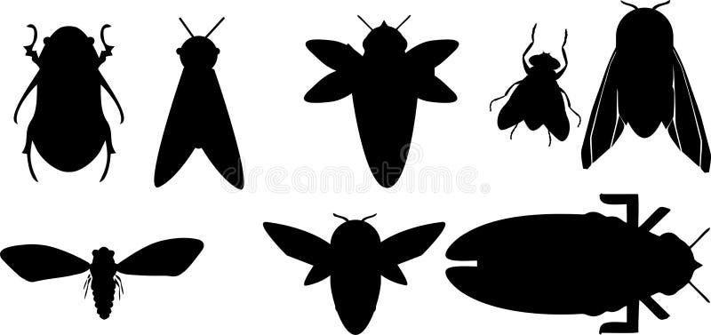 Flies Set Silhouette, Flies Set Silhouette Set, Stock Illustration ...