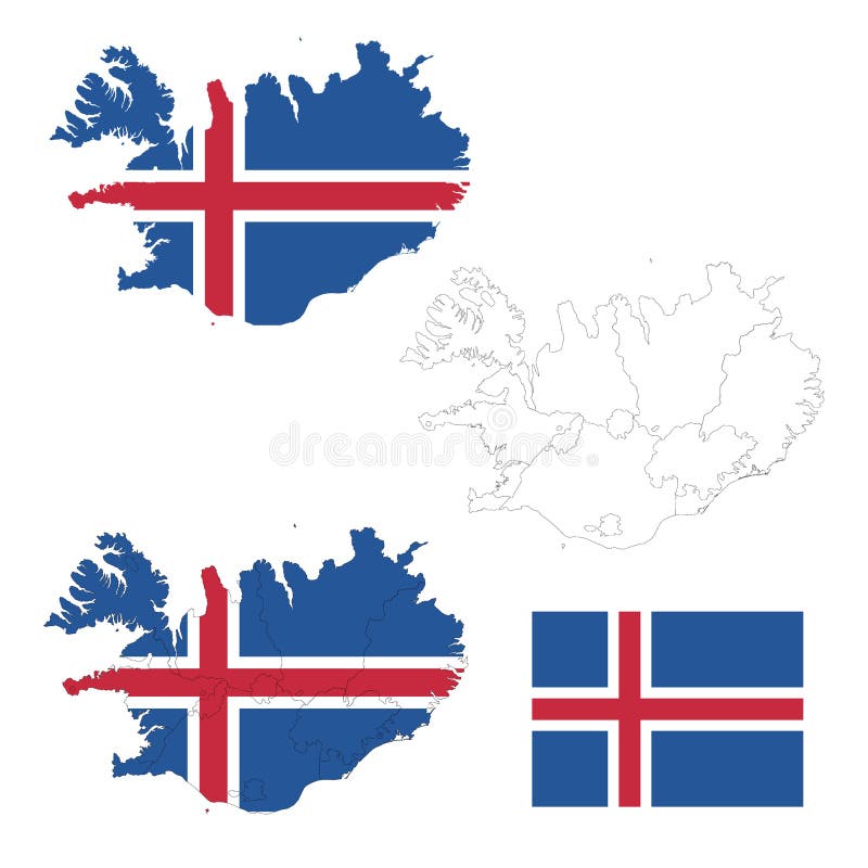 Set of Territories of the Country with the Flag of Iceland Stock Vector ...