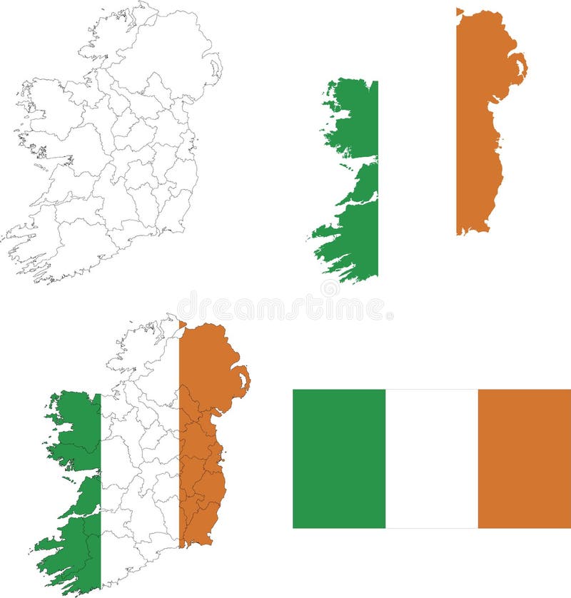 Set of Territories of the Country with the Flag of Ireland Stock Vector ...