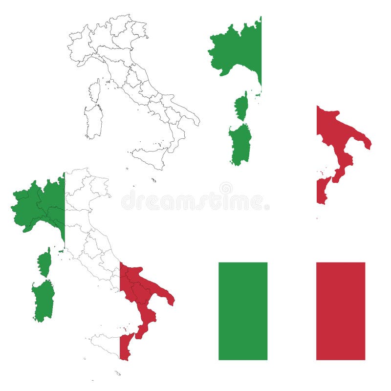 Set of Territories of the Country with the Flag of Italy Stock Vector ...