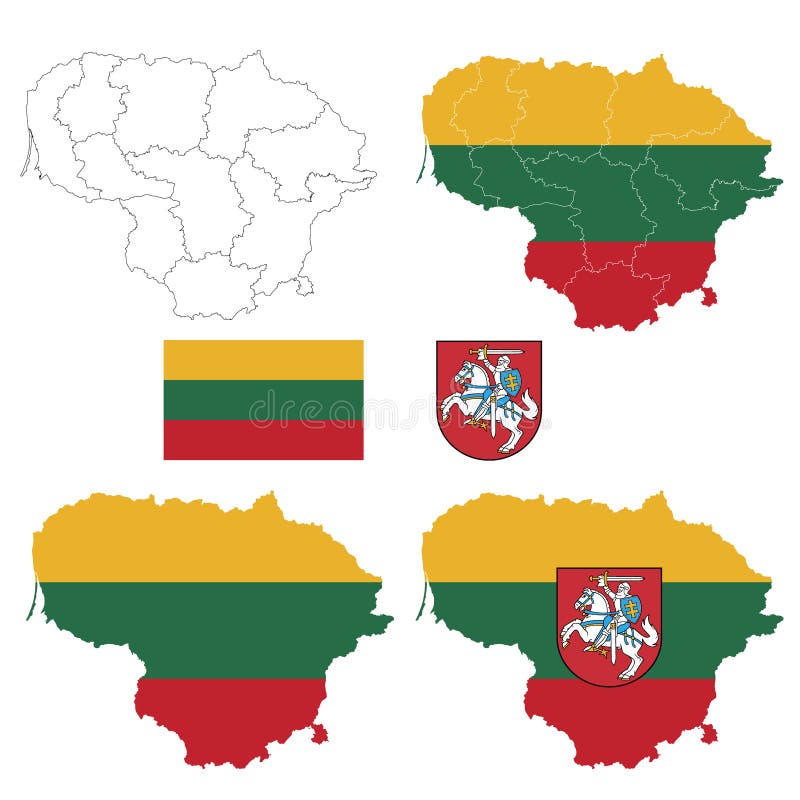 Set of Territories of the Country with the Flag of Lithuania Stock ...