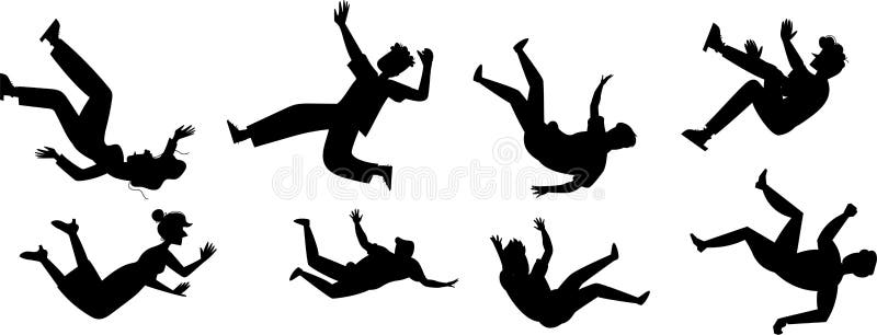 Falling People Silhouette, Falling People Silhouette Set, Stock Vector ...