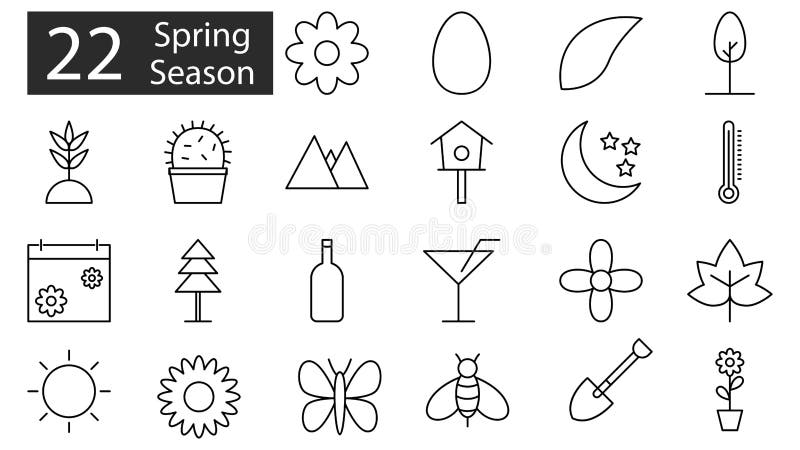 Spring Season Icons Set Collection. Stock Vector - Illustration of ...