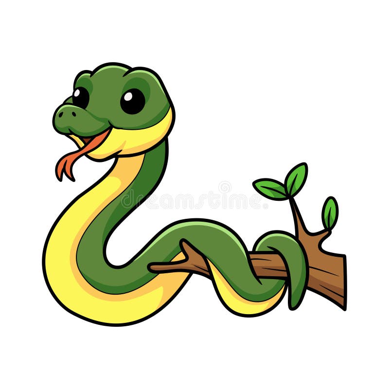 Cute Easten Racer Snake Cartoon on Tree Branch Stock Vector ...
