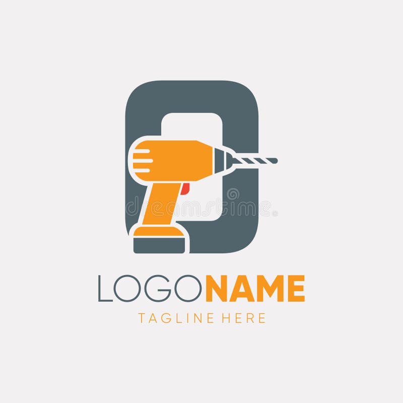 Letter O Hand Drill Machine Logo Design Vector Icon Graphic Emblem ...