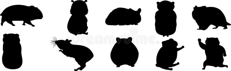 Hamster Silhouette, Hamster Silhouette Set, Stock Illustration ...