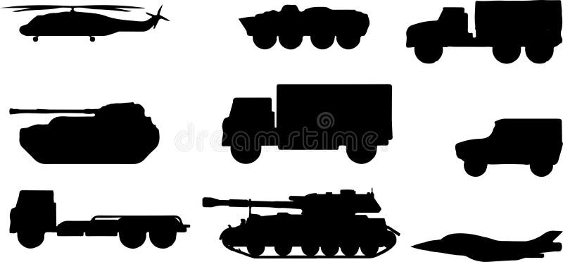 Isolated War Equipment Silhouette, Isolated War Equipment Silhouette ...