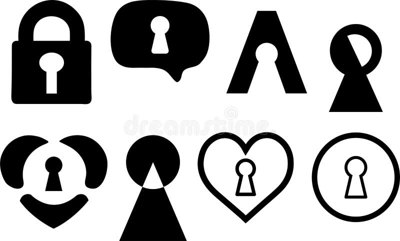 Keyhole Symbol Silhouette, Keyhole Symbol Silhouette Set, Stock ...