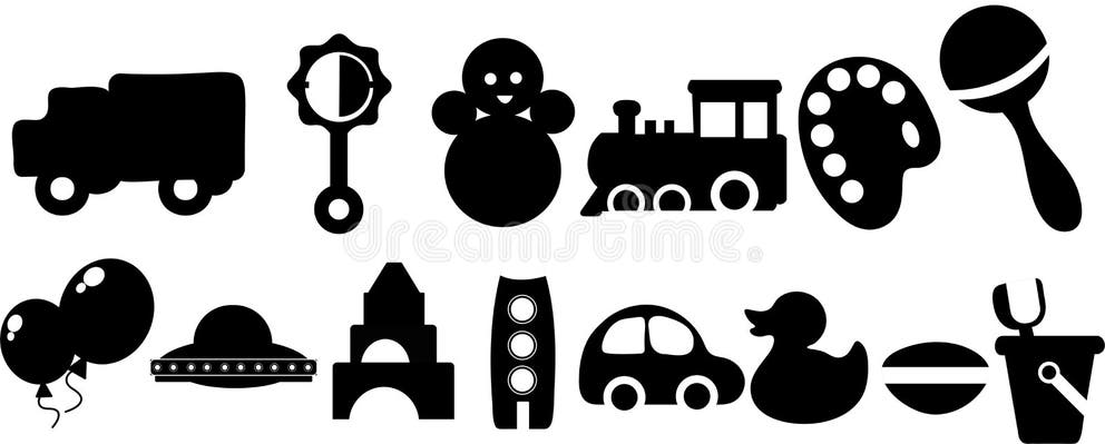 Kids Toys Silhouette, Kids Toys Silhouette Set, Stock Illustration ...