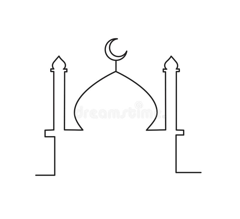 Continuous Line Drawing Islamic Mosque Vector Stock Vector ...