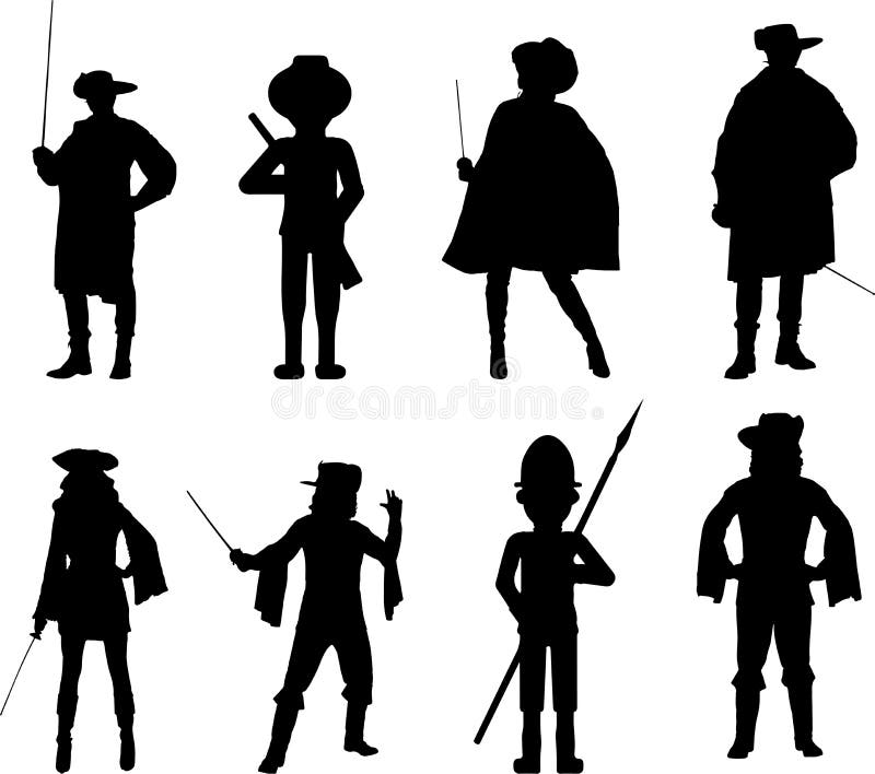 Musketeer Silhouette, Musketeer Silhouette Set, Stock Illustration ...