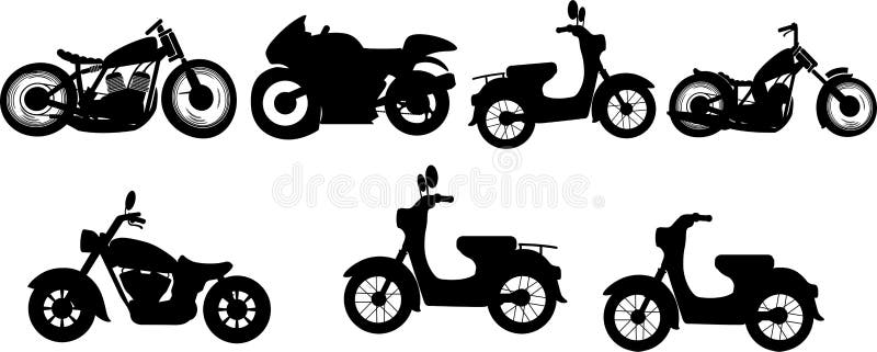 Motor Bike Silhouette, Motor Bike Silhouette Set, Stock Illustration ...
