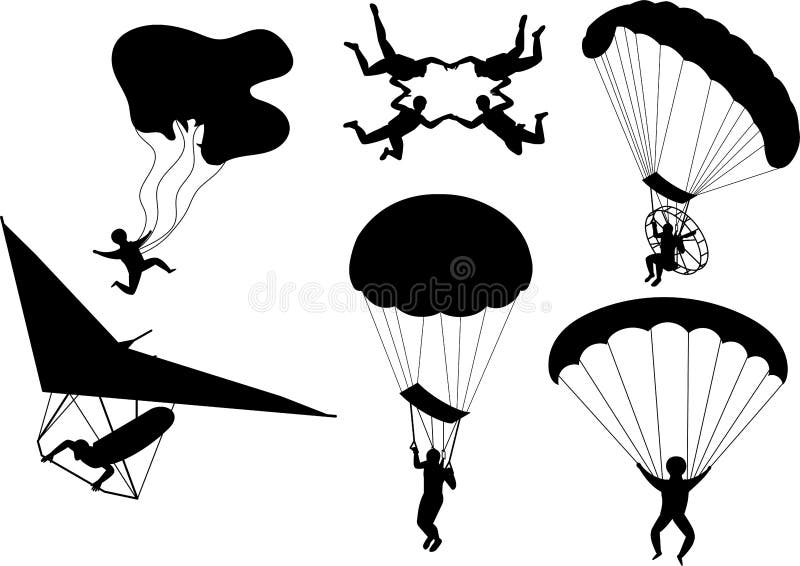 Paratrooper Silhouette, Paratrooper Silhouette Set, Stock Illustration ...