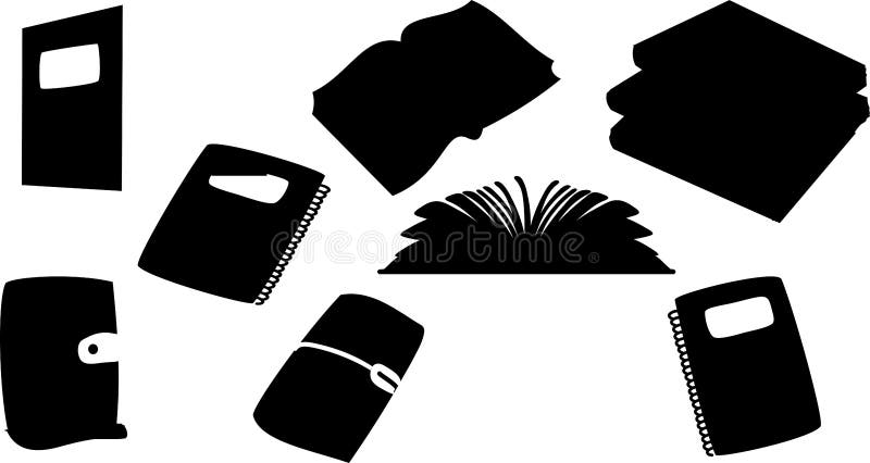 Notebook Silhouette, Notebook Silhouette Set, Stock Illustration ...