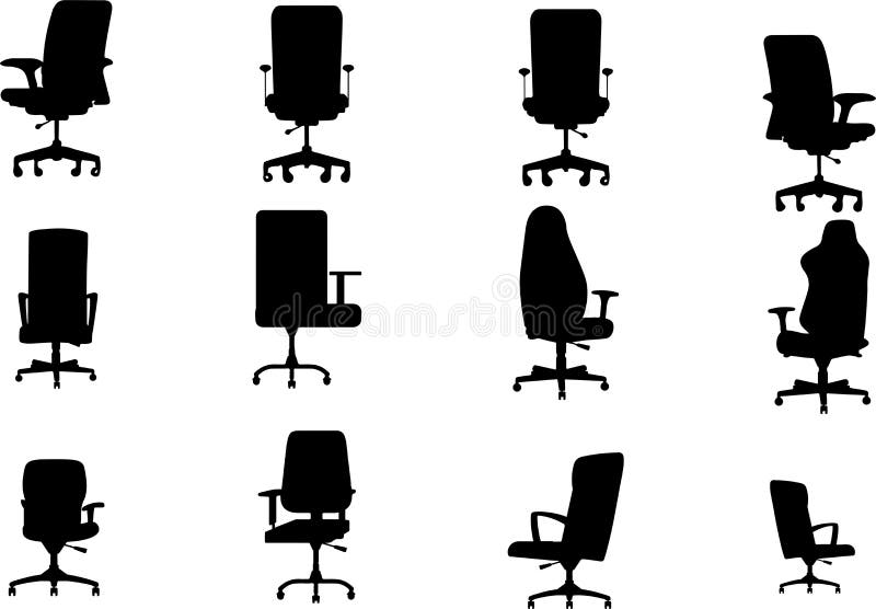 Office Chair Silhouette, Office Chair Silhouette Set, Stock ...
