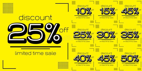 Yellow Limited Time Offer Special Offer, Coupons, and Off Discount Set ...