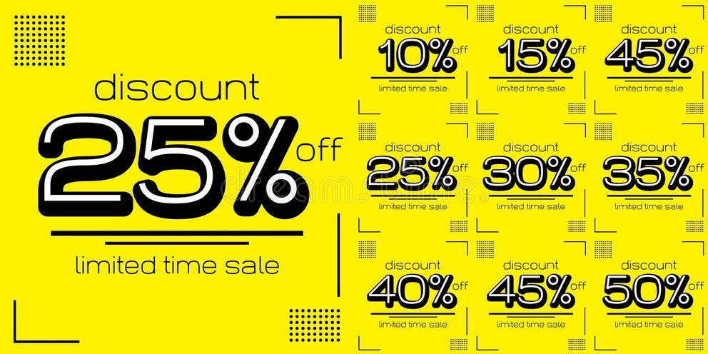 Yellow Limited Time Offer Special Offer, Coupons, and Off Discount Set ...