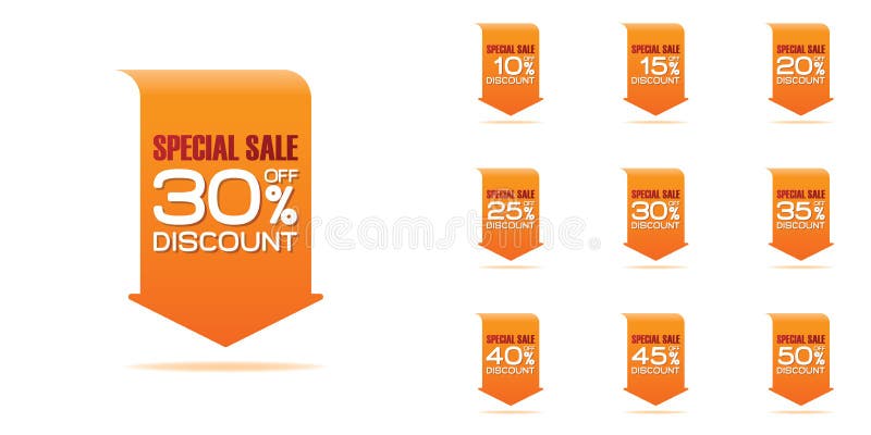 Orange Special Sale Sign, Coupons, and Off Discount Set Vector ...
