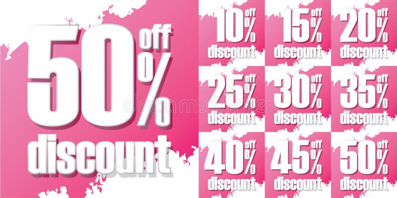 White and Pink Sign, Special Offer, Coupons, and Off Discount Set ...