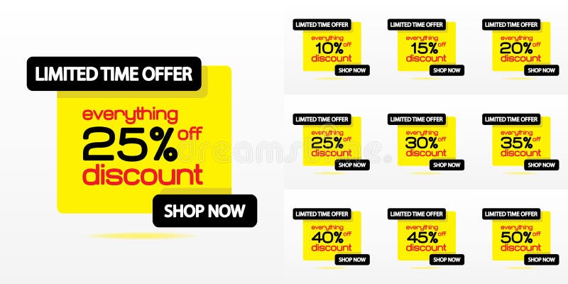 Yellow Limited Time Offer Special Offer, Coupons, and Off Discount Set ...