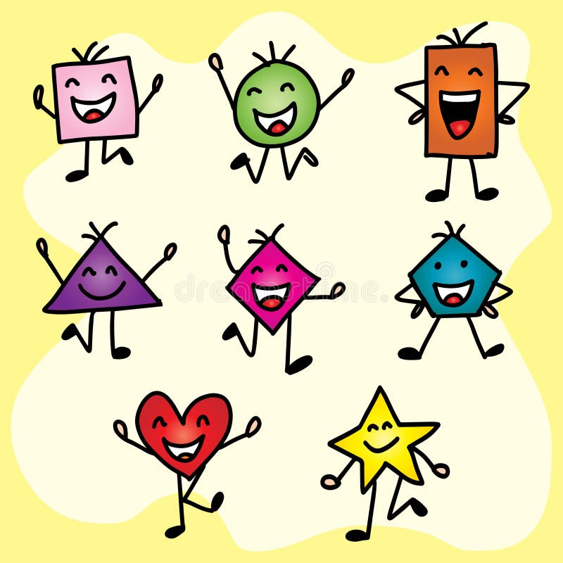 Set of Shape Cartoon Character Stock Vector - Illustration of modern ...