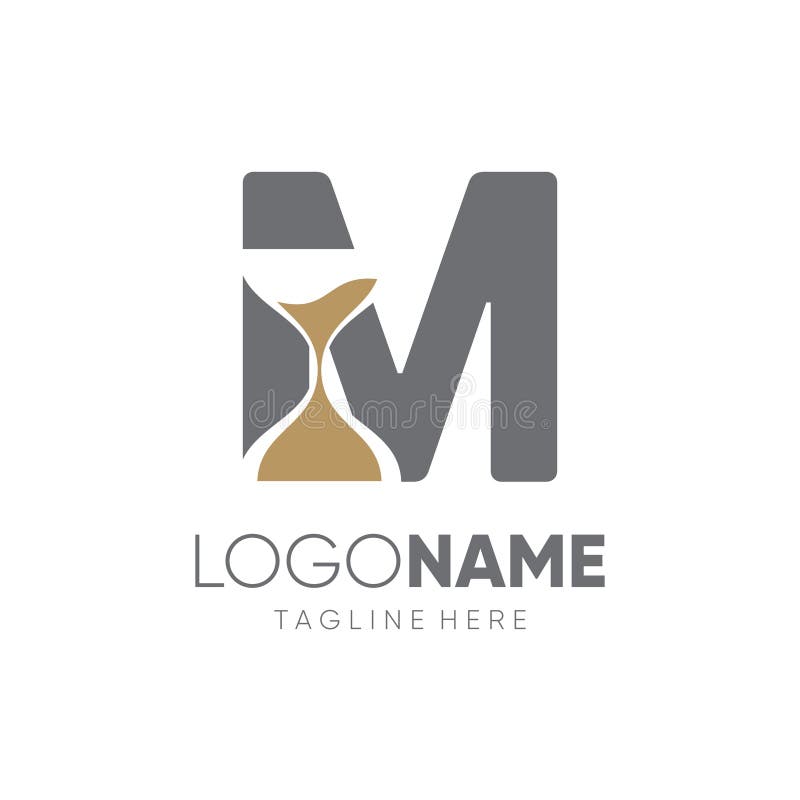 Letter M Sand Time Hourglass Logo Design Vector Icon Graphic Emblem ...