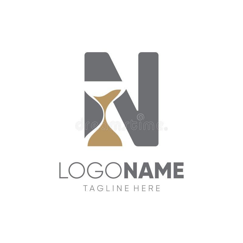 Letter N Sand Time Hourglass Logo Design Vector Icon Graphic Emblem ...