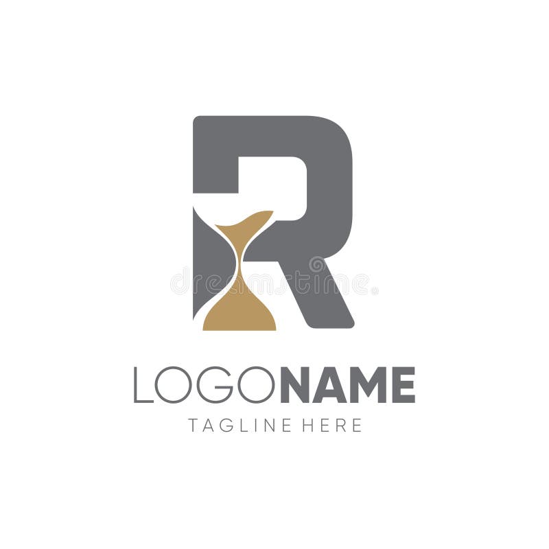 Letter R Sand Time Hourglass Logo Design Vector Icon Graphic Emblem ...