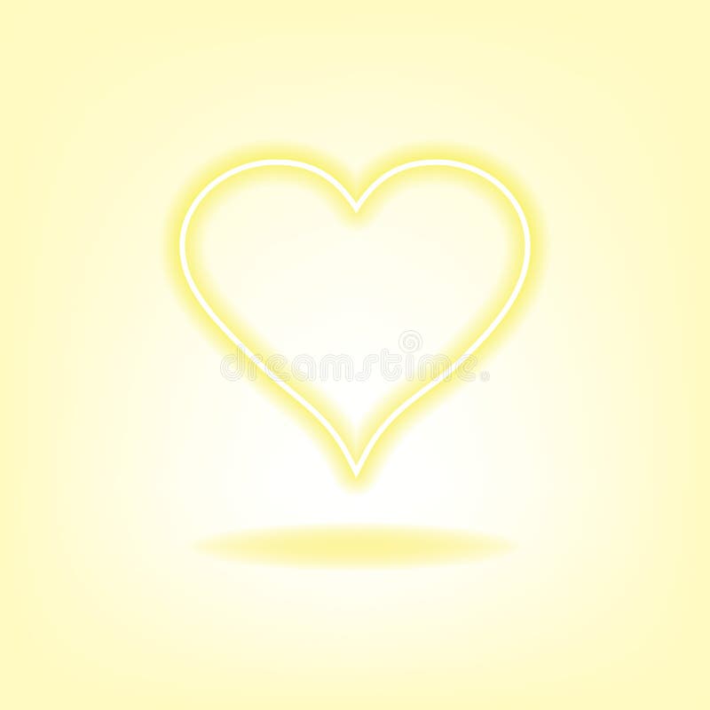Shiny Yellow Heart Frame on Yellow Background Stock Vector ...