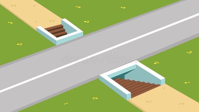 Highway with Underpass for Pedestrians Stock Vector - Illustration of ...