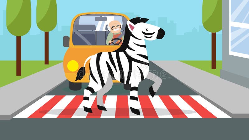 Zebra Crosses the Road at a Pedestrian Crossing Stock Vector ...