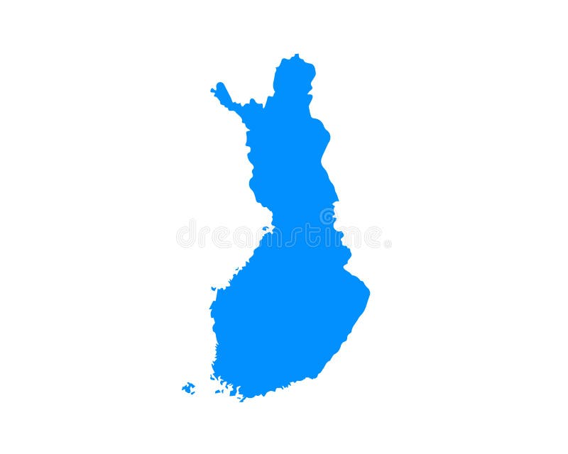 Blue Coloured Map Design on Country Finland Isolated on White ...