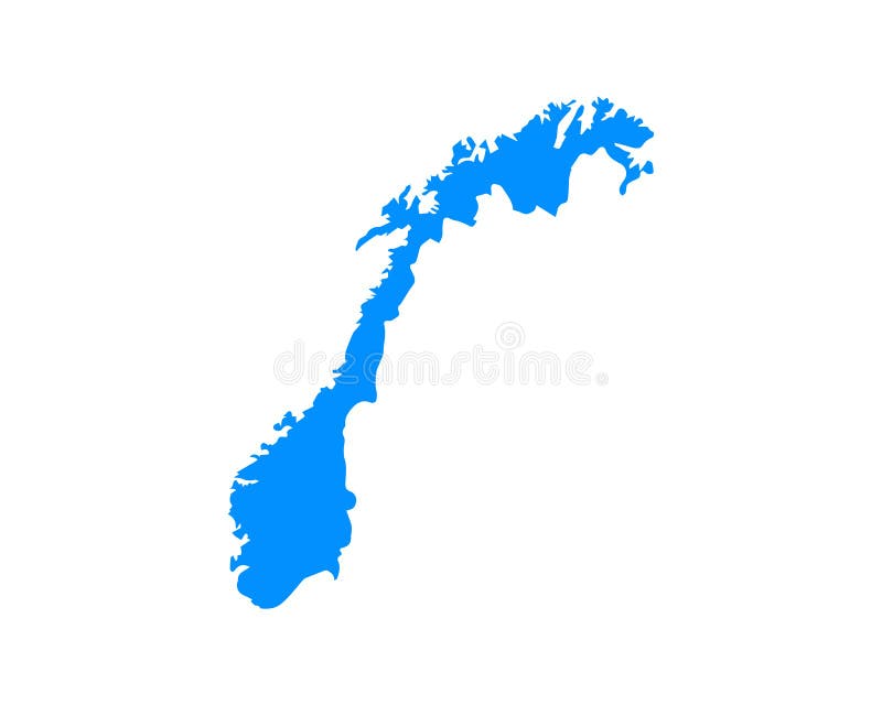 Blue Coloured Map Design on Country Norway Isolated on White Background ...