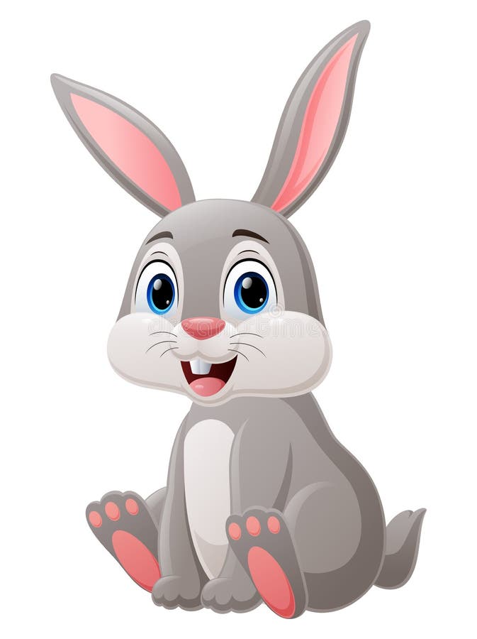 Cute Little Rabbit Cartoon Sitting Stock Vector - Illustration of ...