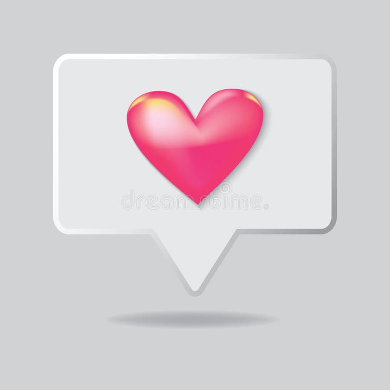 Love Notification, Pink Heart in Textbox Vector Illustration Stock ...