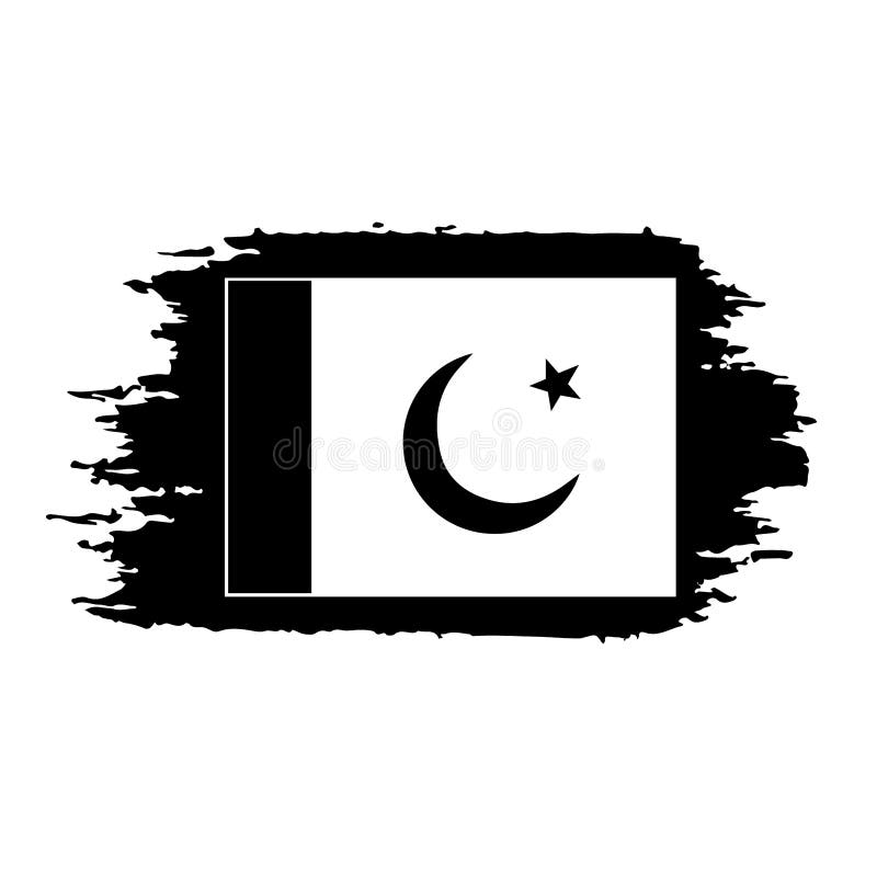 Black and White Pakistan Flag Logo with Brush Patter Stock Vector ...